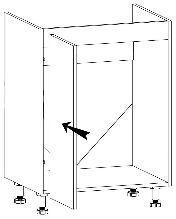ASPEN gr | dolní skříňka D60Z | LEVÁ | šedá lesk