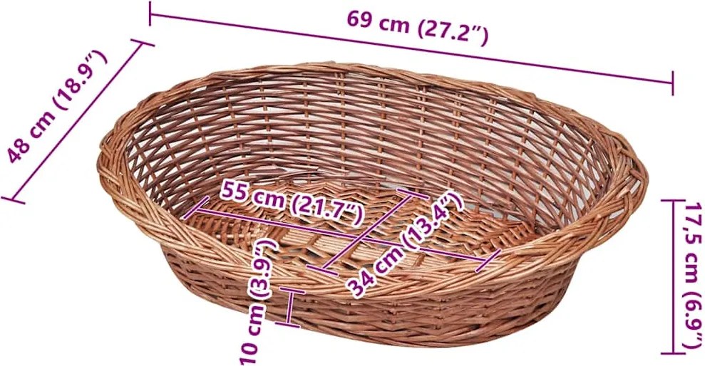 Proutěný koš / pelech pro psa přírodní 69 cm 170341