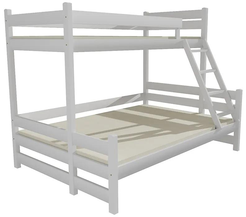 Vomaks Patrová postel s rozšířeným spodním lůžkem PPS 004 100/160 x 180 cm moření ořech vpravo (vyobrazeno)