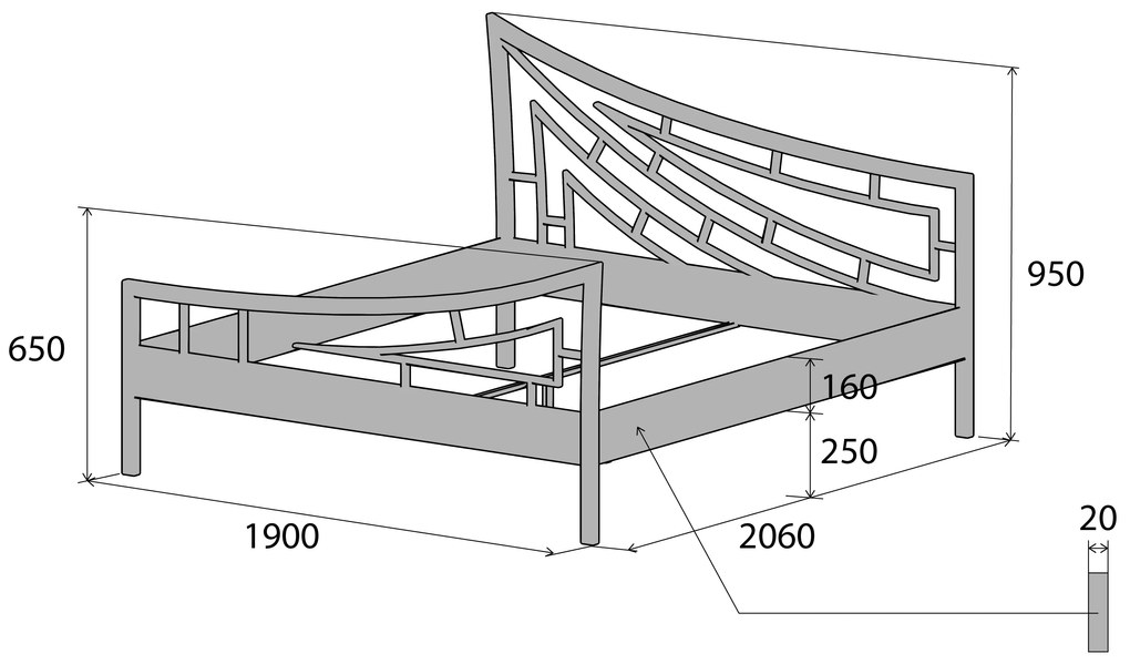 Nábytek ATIKA s.r.o. Kovová postel SHAPE Povrchová úprava: černá, Rozměr: 200 x 200 cm