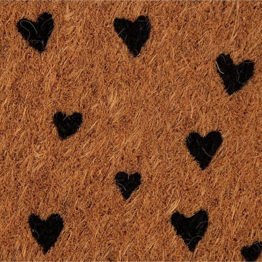 Ručně vyrobená kokosová rohožka se srdíčky Hearts – 75*45*4 cm