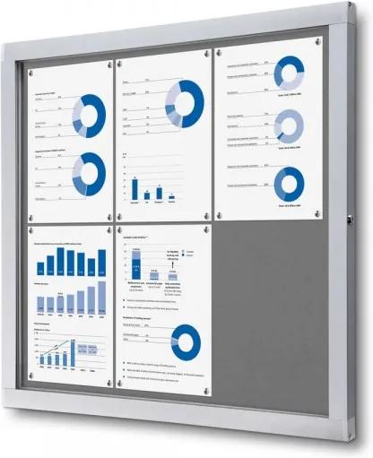 Interiérová informační vitrína 6 x A4 - textilní záda šedá