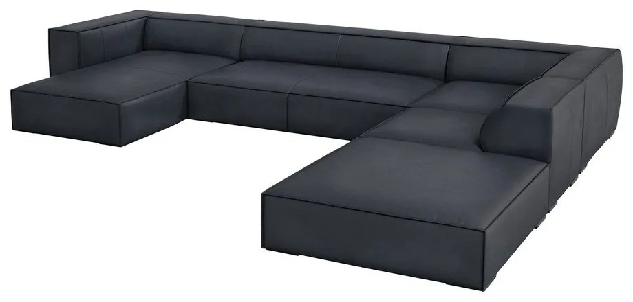 Tmavě modrá kožená rohová pohovka (pravý roh) Madame – Windsor & Co Sofas