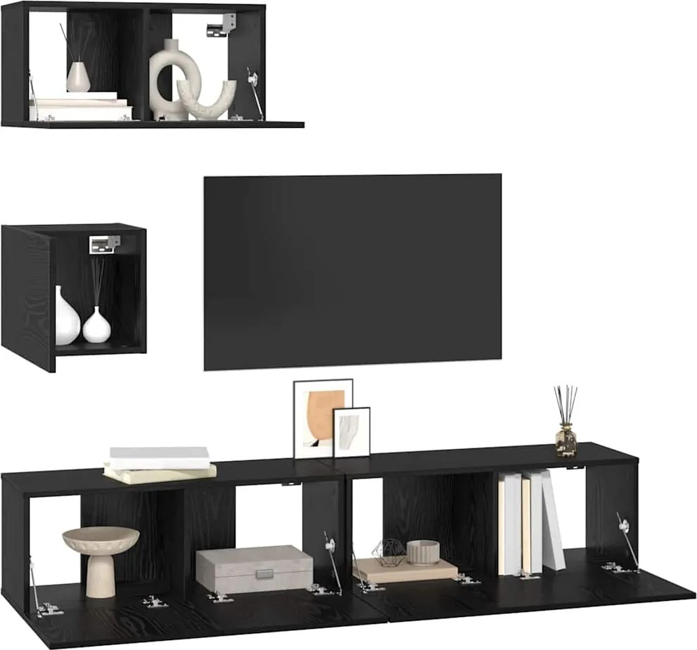 Sestava TV skříněk 4 ks Černý dub Kompozitní dřevo 3393436