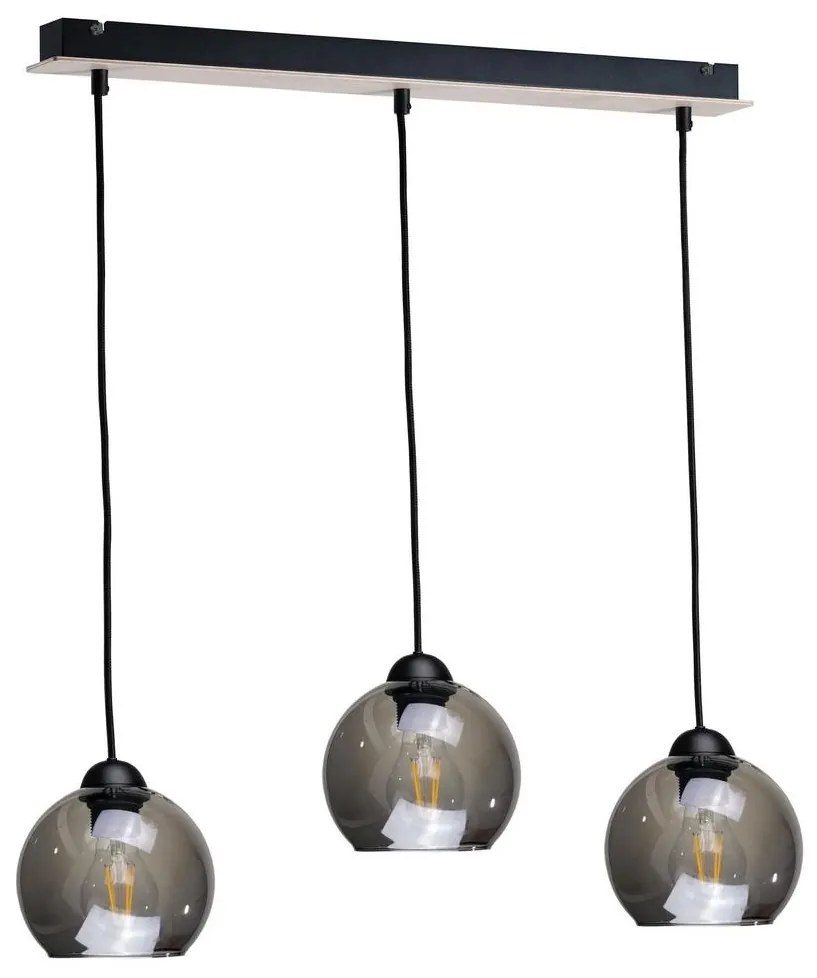 Keter Lighting Lustr na lanku UNO WOOD 3xE27/60W/230V černá/hnědá NA0227