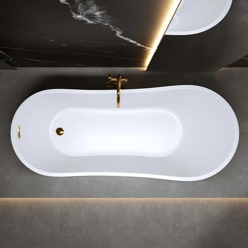 BPS-koupelny Volně stojící akrylátová vana HYD-FOR520C 170x75 bílá, odtokový komplet zlatý
