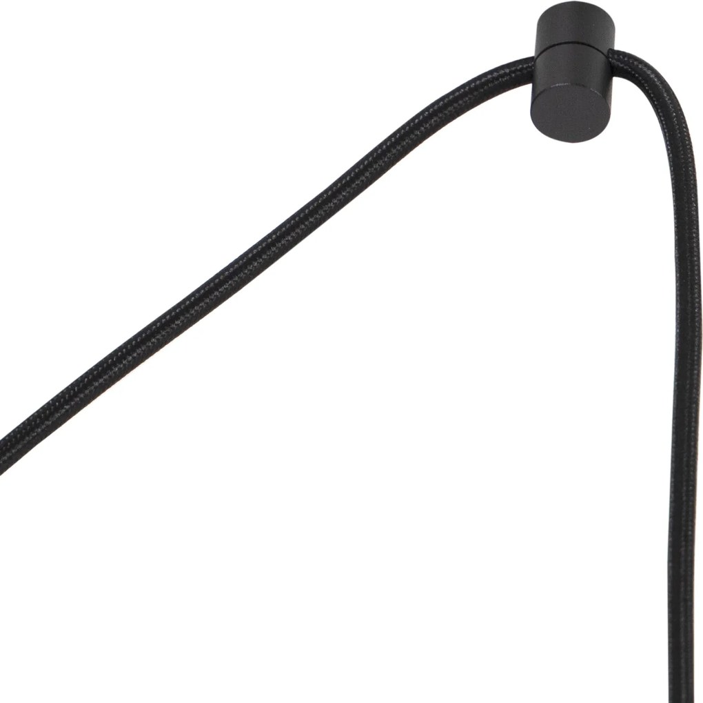Závěsná lampa černá se zástrčkou a hnědým stínidlem s bílým vnitřkem 31,5 cm - Cavalux