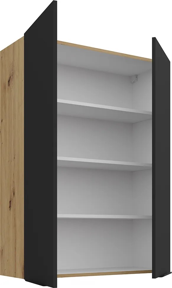 ARIA ac | horní skříňka 80 G-108 2F policová | 80 cm | EXTRA VYSOKÁ | ANTI FINGERPRINT povrch | artisan/černá