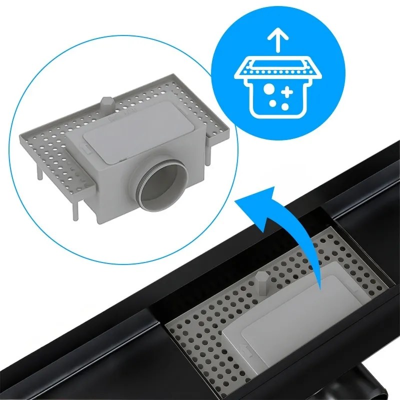 BPS-koupelny Nástěnný odtokový žlab 2in1 DL09 70 cm, černý