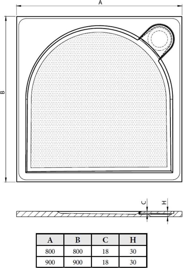 Olsen Spa LAKA 90 x 90 x 3 cm VANKCCTVER90 sprchová vanička