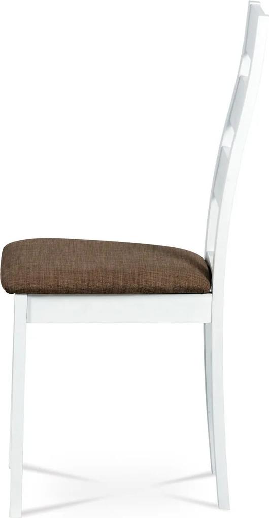 Autronic Dřevěná jídelní židle BC-2603 WT, potah hnědý/bílá
