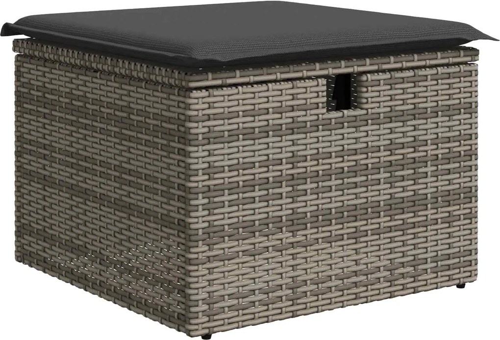 Set pohovek s polštářem s úložištěm Šedá polyratan 3359068