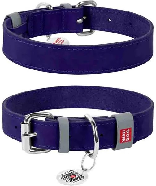 Obojek kůže 15mmx27-36cm WAUDOG fialový