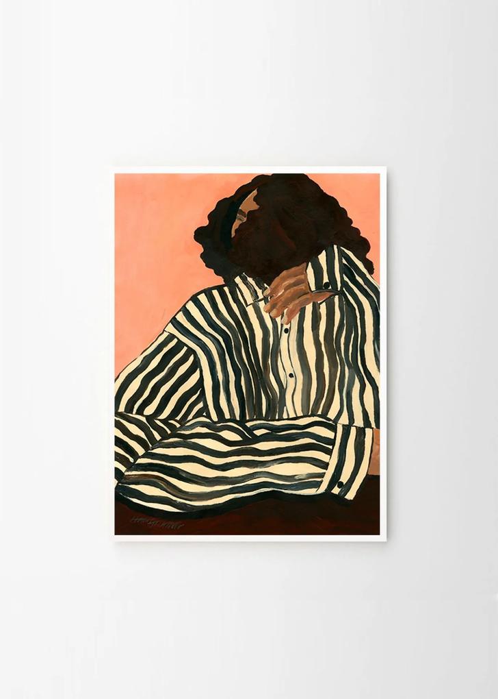 THE POSTER CLUB Autorský mini plakát Serene Stripes by Hanna Peterson A5, oranžová barva, černá barva, papír
