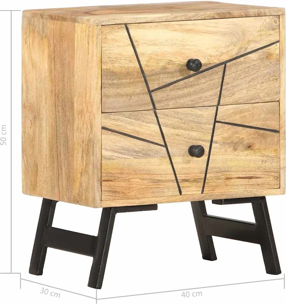 Noční stolek 40 x 30 x 50 cm masivní mangovníkové dřevo 285875
