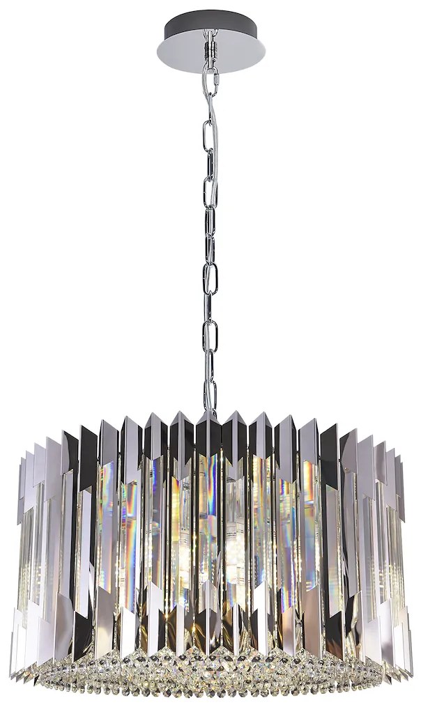 Lustr Ritz, 1x křišťálové/chromové kovové stínítko, (fi 54cm), ch