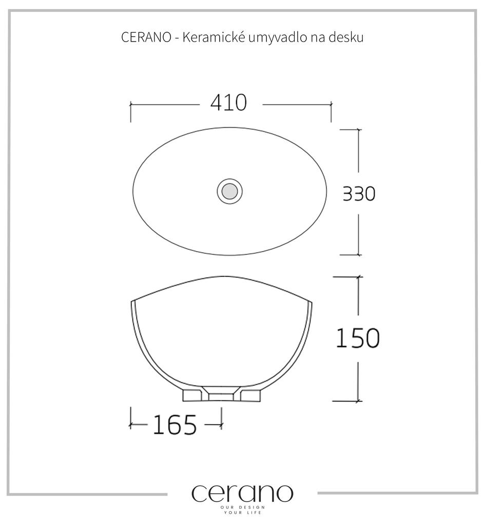 CERANO - Keramické umyvadlo na desku Giorgio - bílá lesklá - 41x33 cm