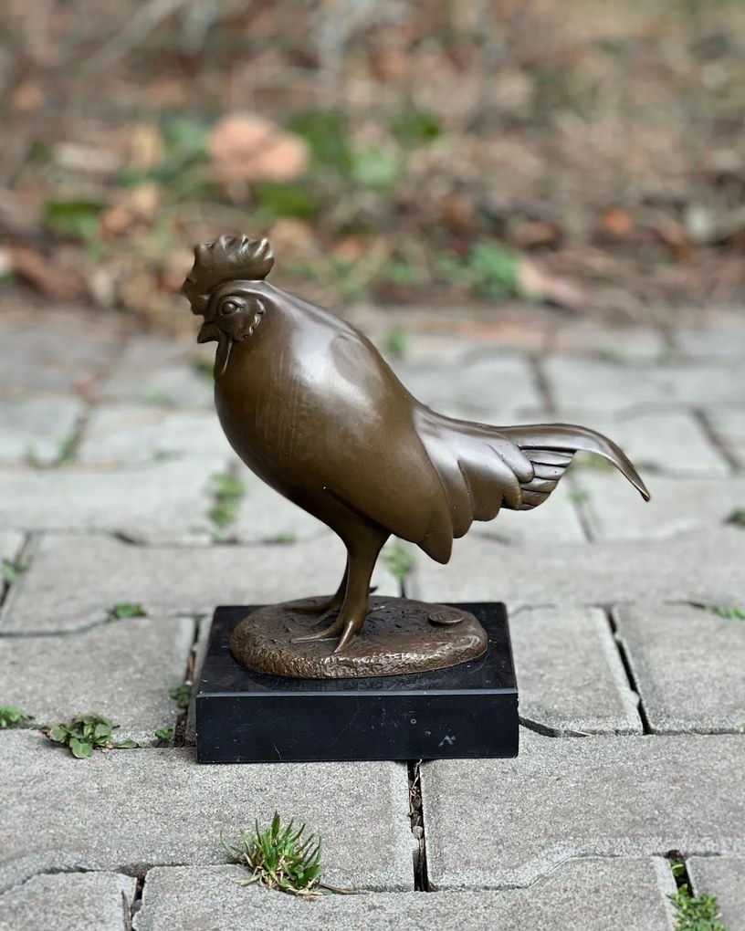 Bronzová socha soška - KOHOUT zvířecí figurína