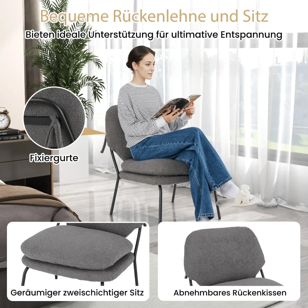 Costway Armless Accent Chair s Teddy Fleece potahem a křeslem pro volný čas