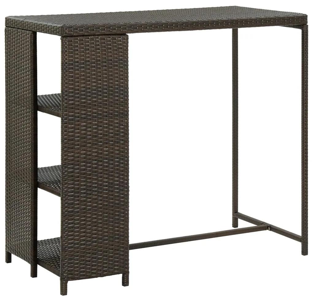 Barový stolek s úložným regálem hnědý 120x60x110 cm polyratan,  313475