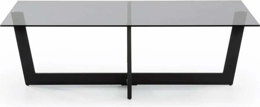 Černý konferenční stolek se skleněnou deskou 70x120 cm Plam – Kave Home