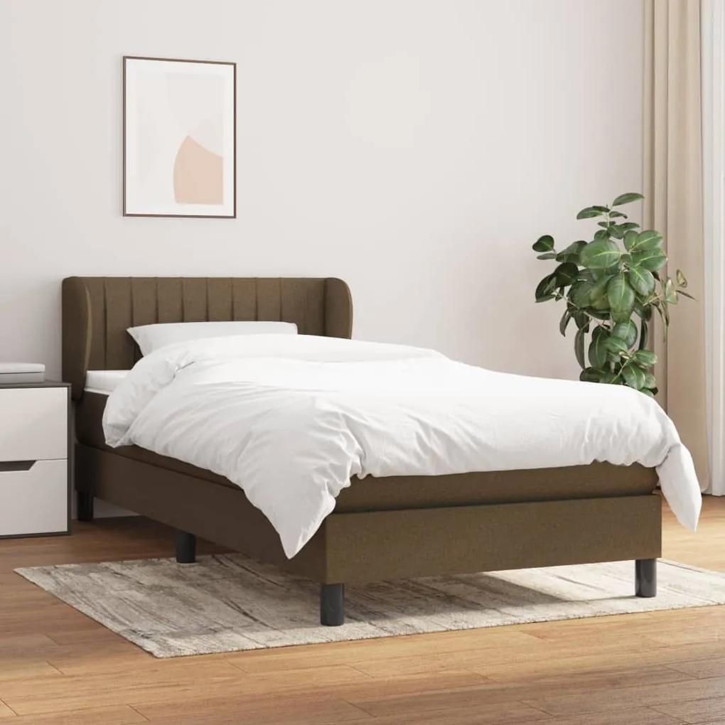 Box spring postel s matrací tmavě hnědá 90x190 cm textil,  3126368