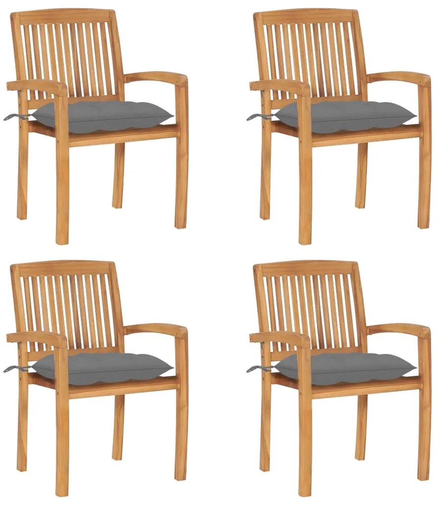 Stohovací zahradní židle s poduškami 4 ks masivní teak 3073256