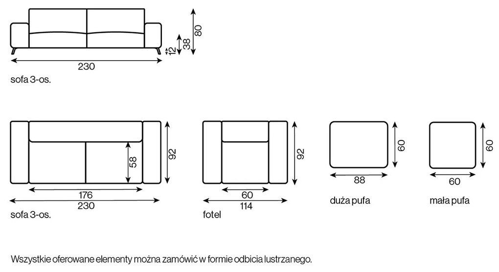 Zelená, Trojmístná pohovka LORENA, 230 cm