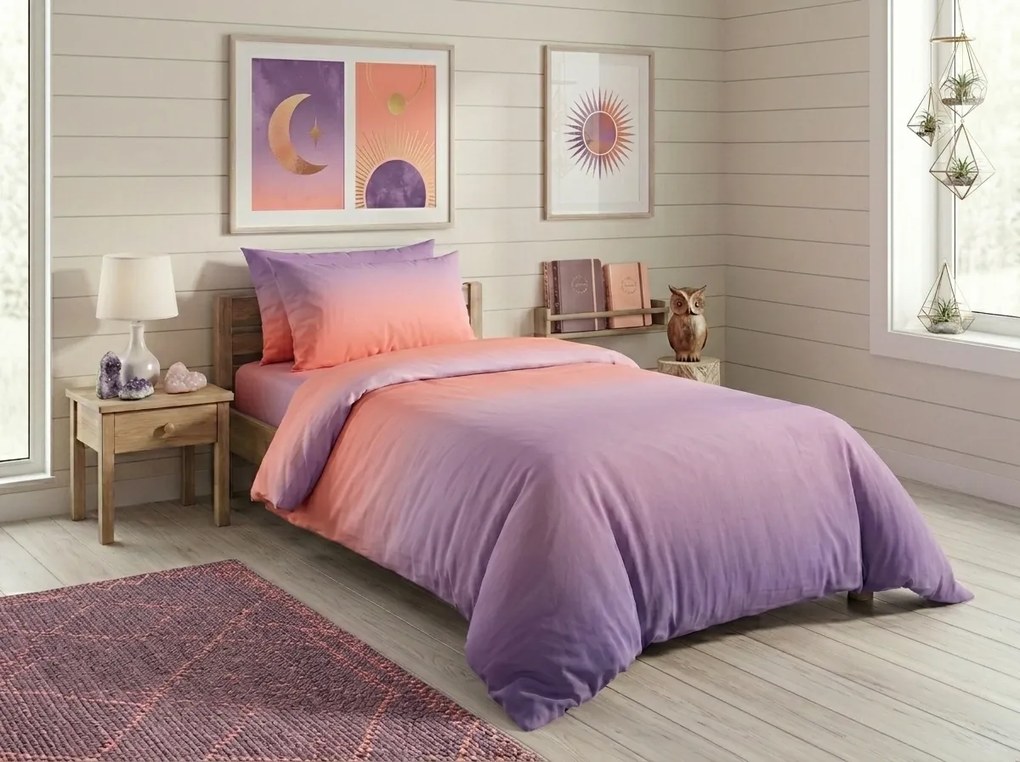Bavlněné povlečení OMBRE fialovo-růžové Rozměr povlečení: 2 ks 70 x 90 cm | 200 x 220 cm