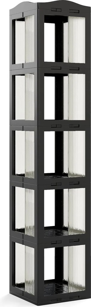 Costway 360° Otočná police na knihy Skládací Stojací police – 36,5 × 36 × 174 cm