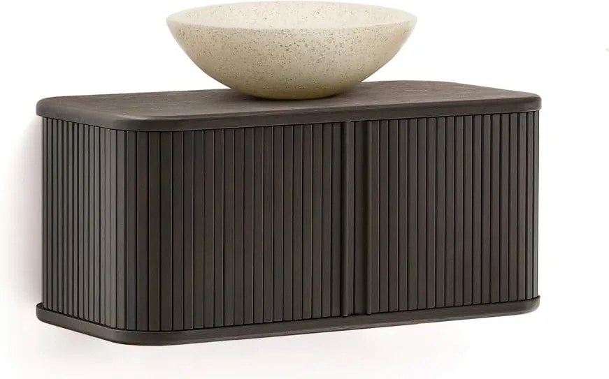 Tmavě hnědá závěsná skříňka pod umyvadlo v dekoru jasanu 90x40 cm Mailen – Kave Home