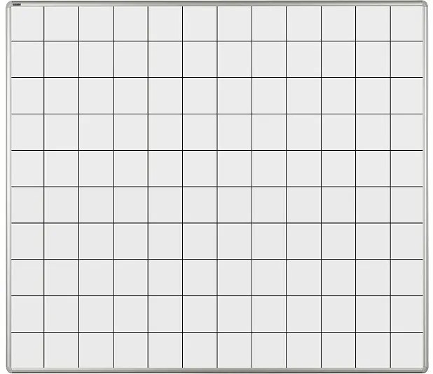 Magnetická tabule s odkládací poličkou MANAŽER L 120 x 100 cm (potisk) - čtverce 100 mm (101201001105)
