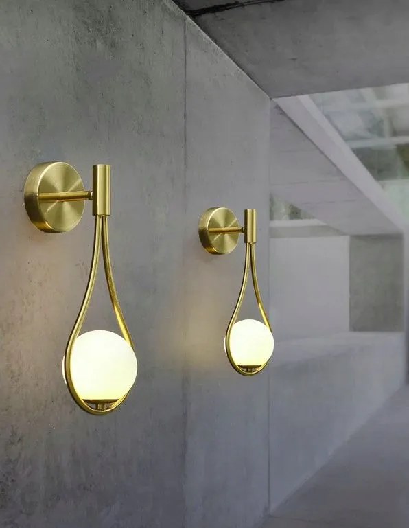 Toolight - skleněná nástěnná lampa E27 60W APP603-1W, zlatá, OSW-08996