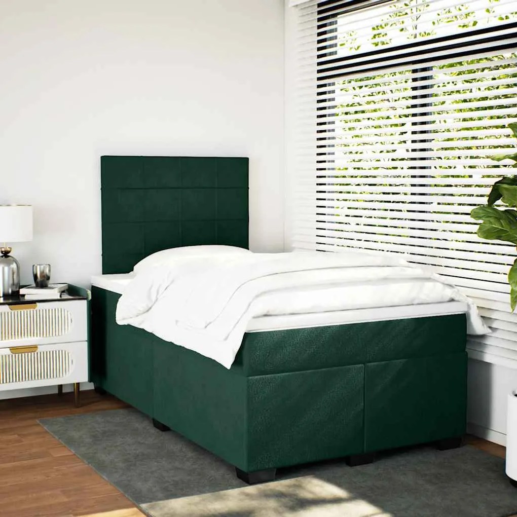 Box spring postel s matrací tmavě zelená 120x190 cm samet 3293161