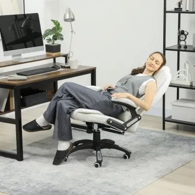 Vinsetto Ergonomická židle ke stolu s masážní funkcí, 68 x 72 x 110–120 cm, krémově bílá