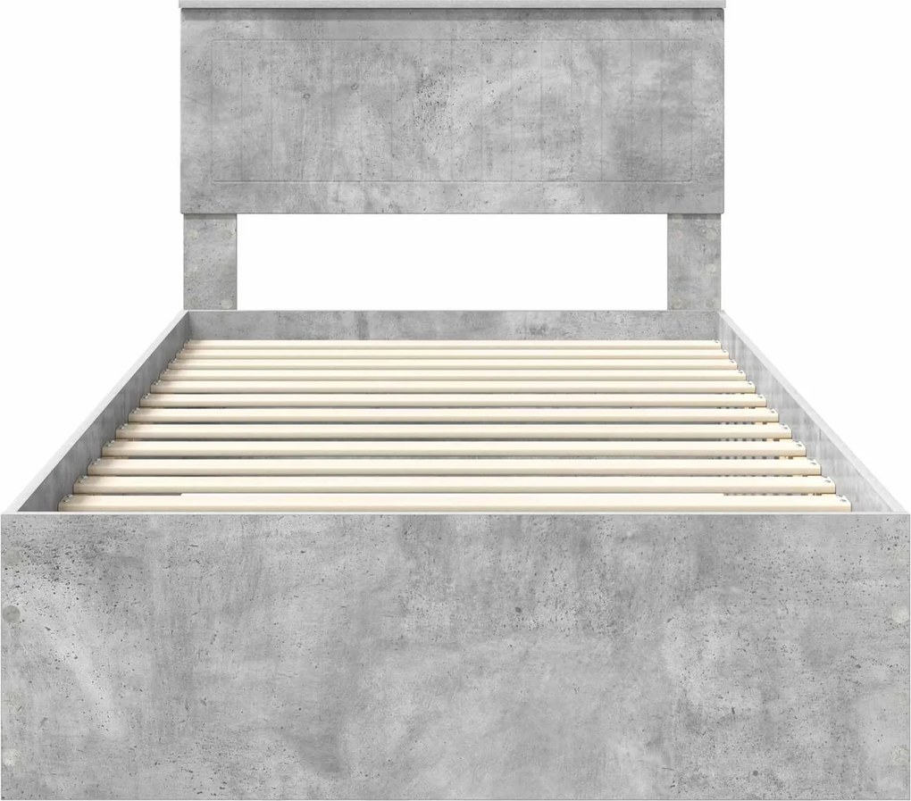Rám postele s čelo Betonově šedá 100 x 200 cm Kompozitní dřevo 3410934