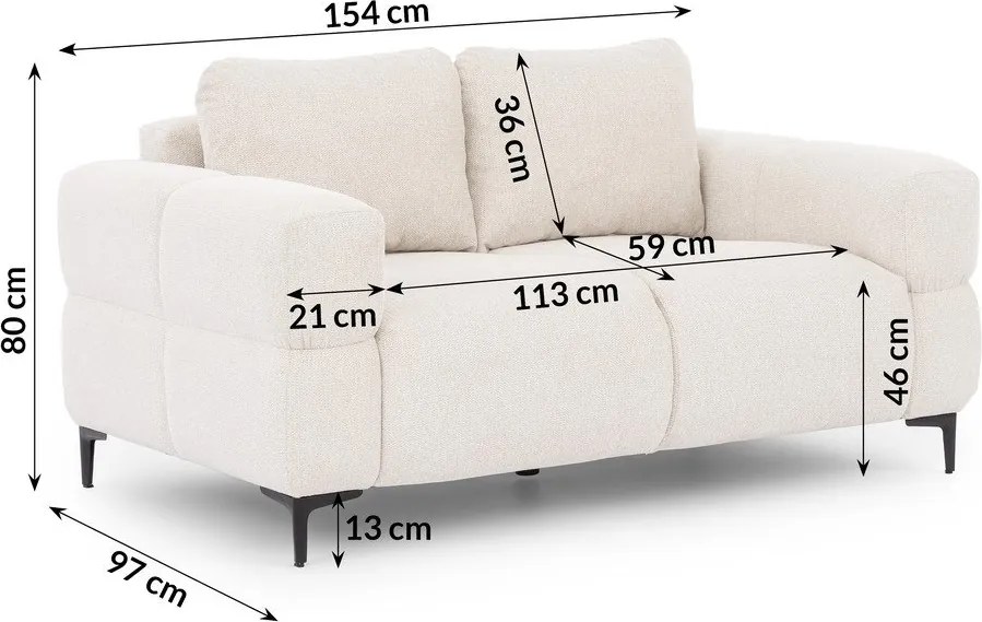 Bílá pohovka 154 cm Helio – Ropez