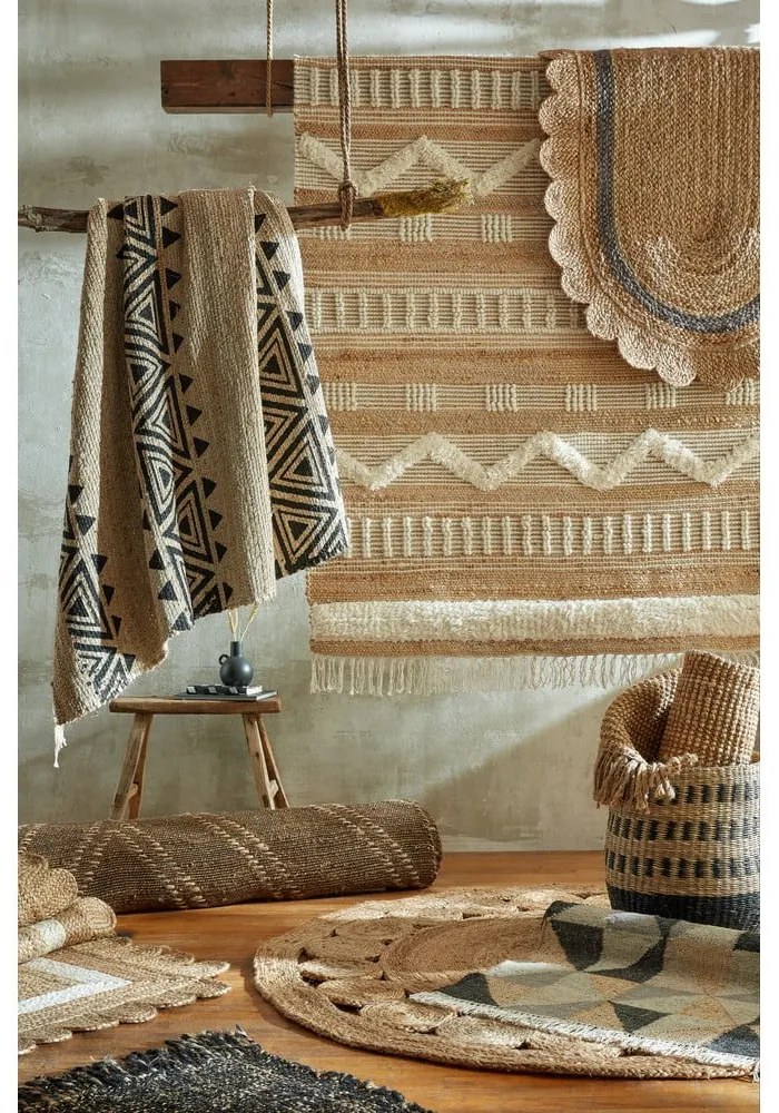 Ručně tkaný koberec s příměsí juty v přírodní barvě 200x290 cm Medina – Flair Rugs