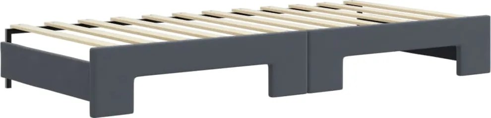 Válenda s přistýlkou a zásuvkami tmavě šedá 90 x 200 cm samet 3197350