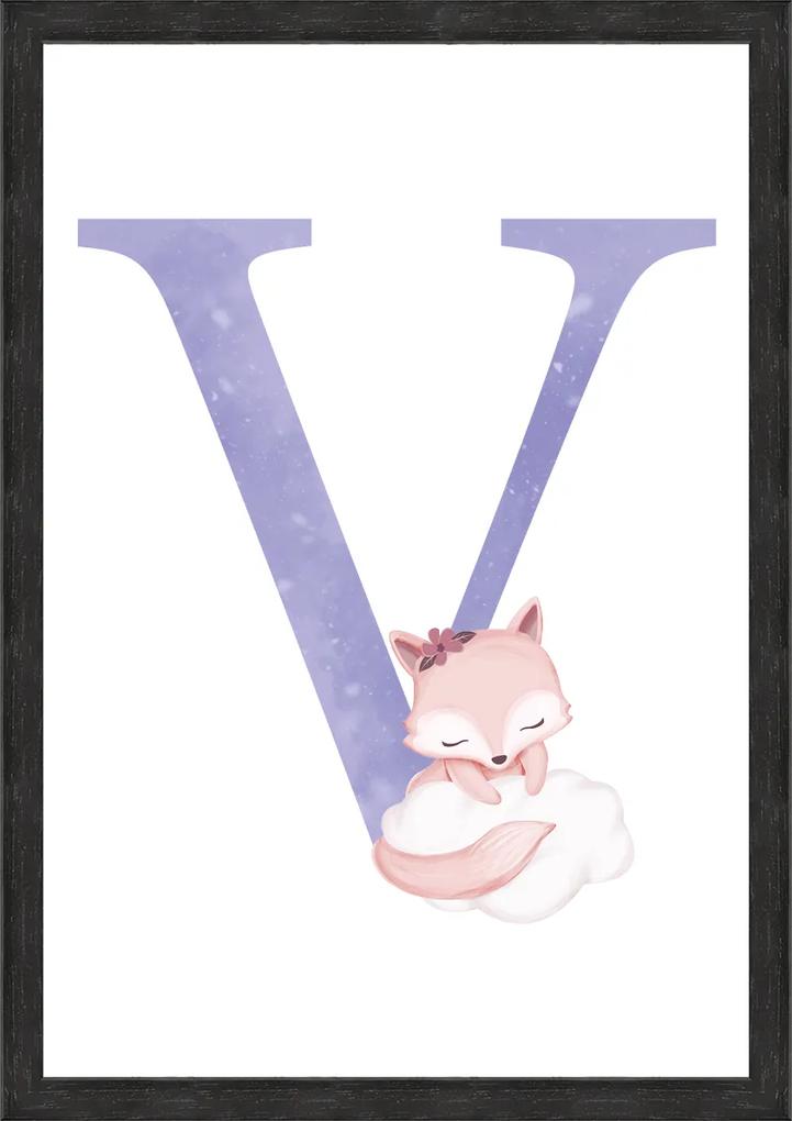 Abeceda písmena s liškou - Obraz, Plakát Velikost: A3 - 29,7x42 cm, Volba rámu: s bílým rámem, Písmeno: G