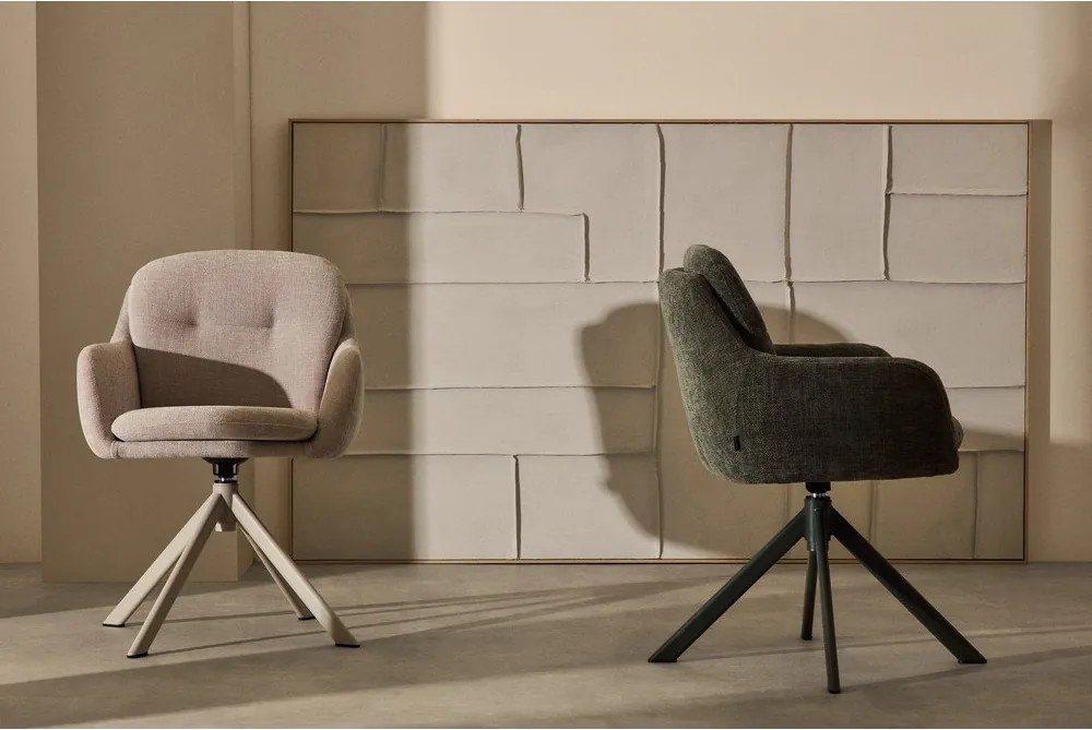 Béžové čalouněné jídelní křeslo s područkami Lexa – Kave Home
