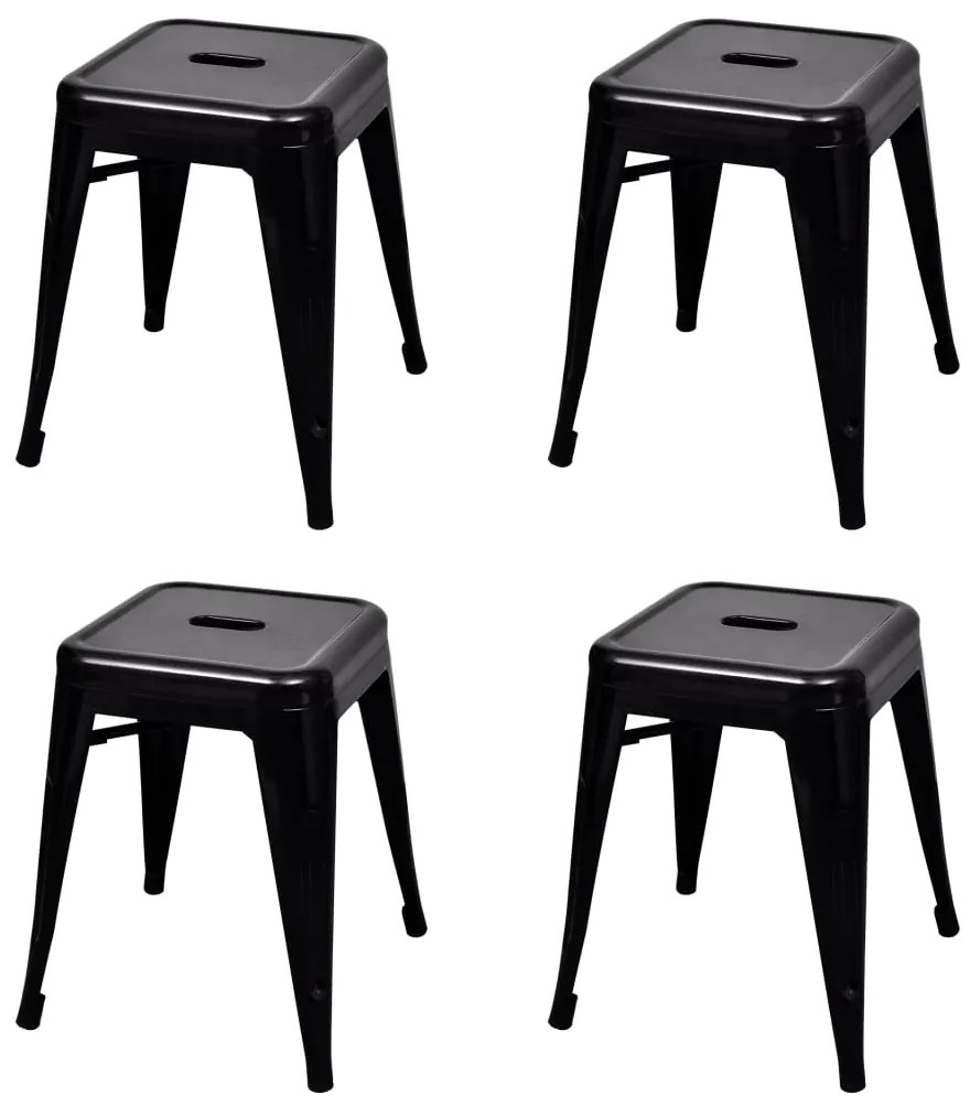 3052646 vidaXL Stohovatelné stoličky 4 ks černé ocel