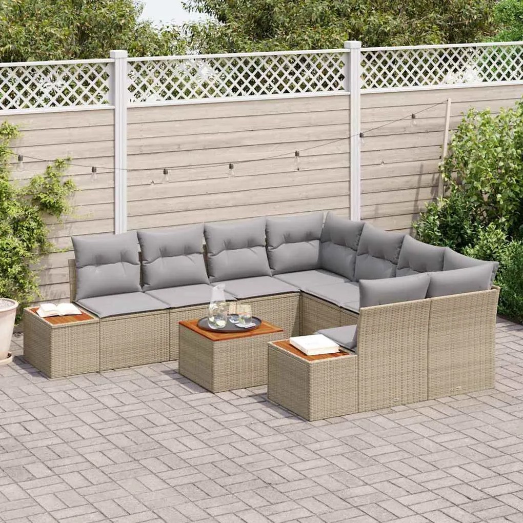 Sada zahradních pohovek 9 ks Béžová Poly ratan 3356725