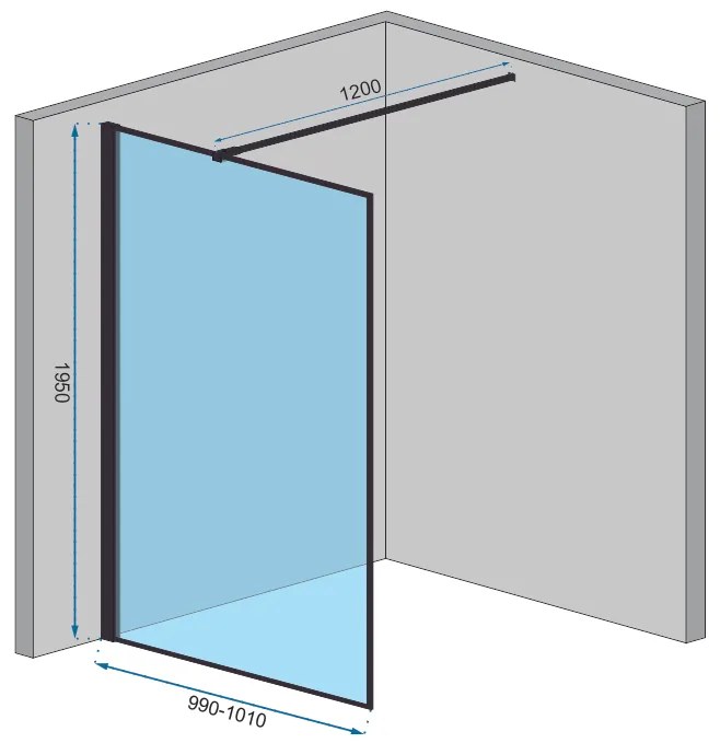 Sprchová zástěna MAXMAX Rea BLER 100 cm s policí a věšákem na ručníky - černá matná - čiré sklo
