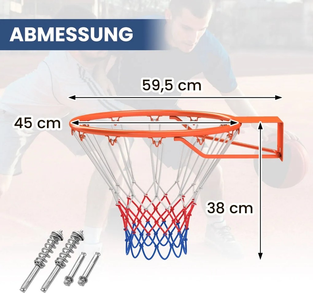Costway Ø45 cm Sálový basketbalový koš s kroužkem a síťkou Mini basketbalový koš