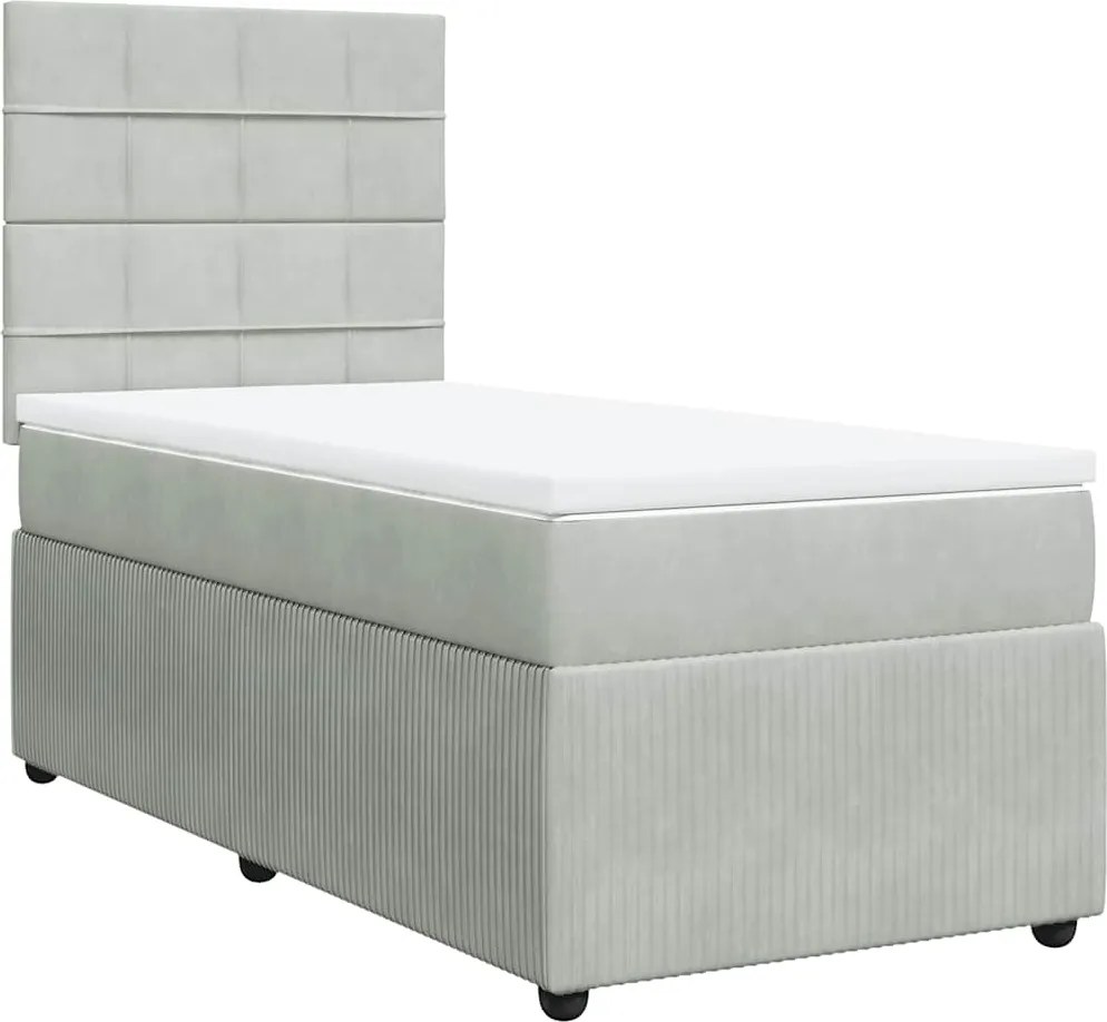 Box spring postel s matrací světle šedá 90x200 cm samet 3294538