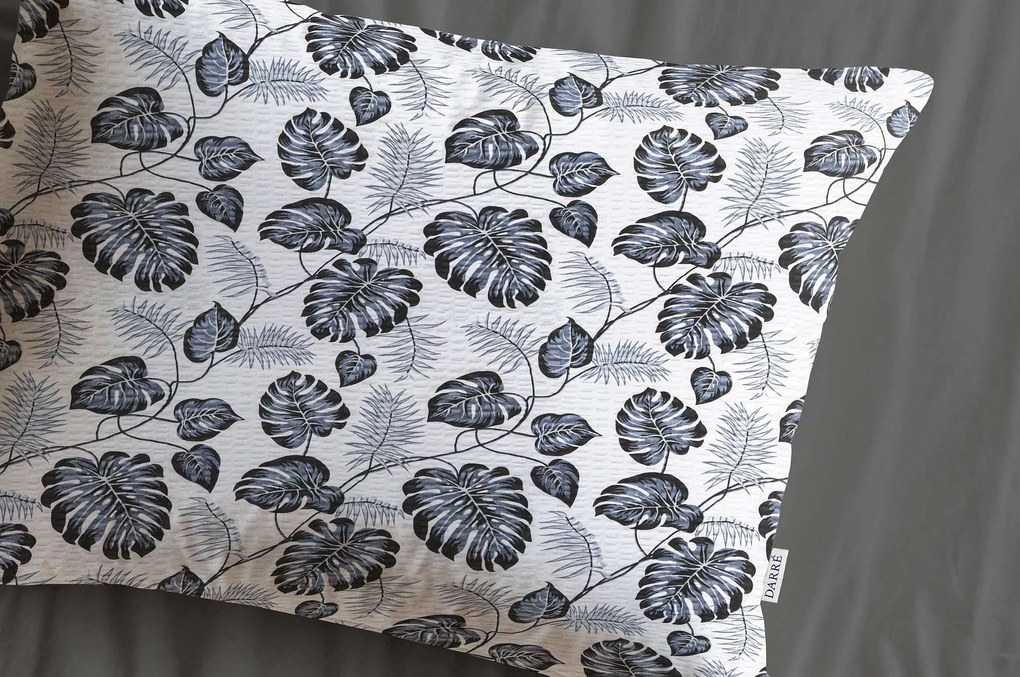 Krepový povlak na polštář Monstera - šedomodrý Velikost: 40 x 40