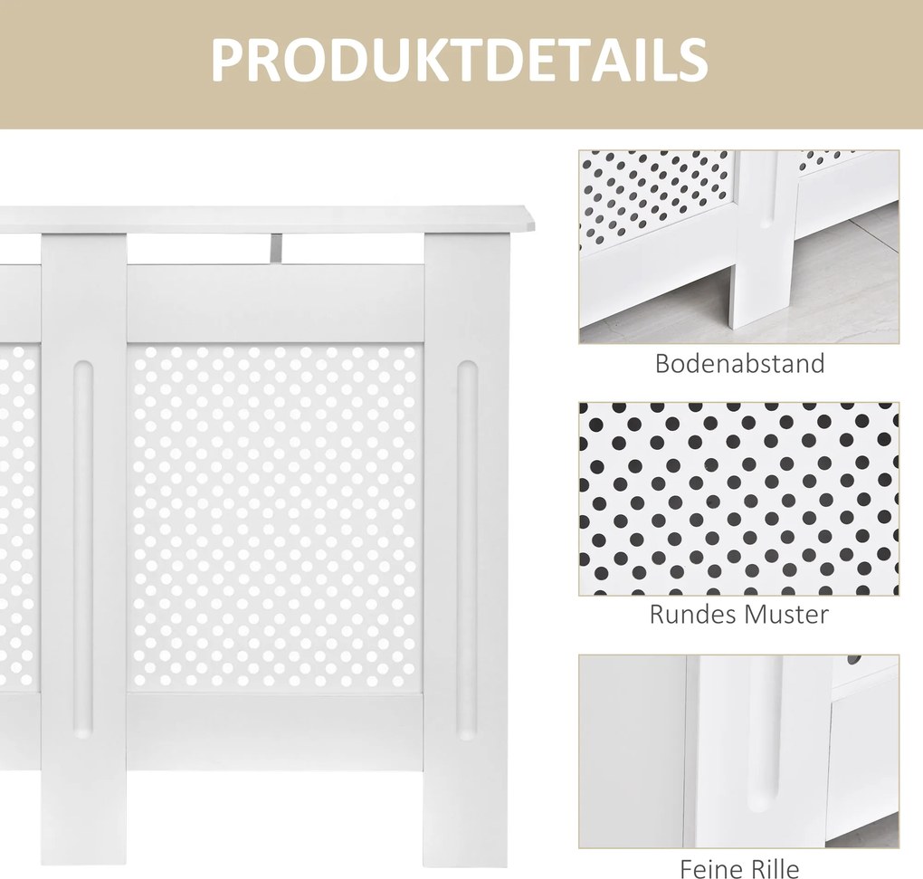 HOMCOM Kryt Radiátoru Radiátorová Skříň Stěnová Police Moderní Design MDF 111,5x19x82 cm
