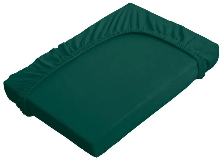 SCANquilt napínací prostěradlo JERSEY ELASTIC LYCRA tmavě zelená výška matrace do 30 cm 90 x 200 cm