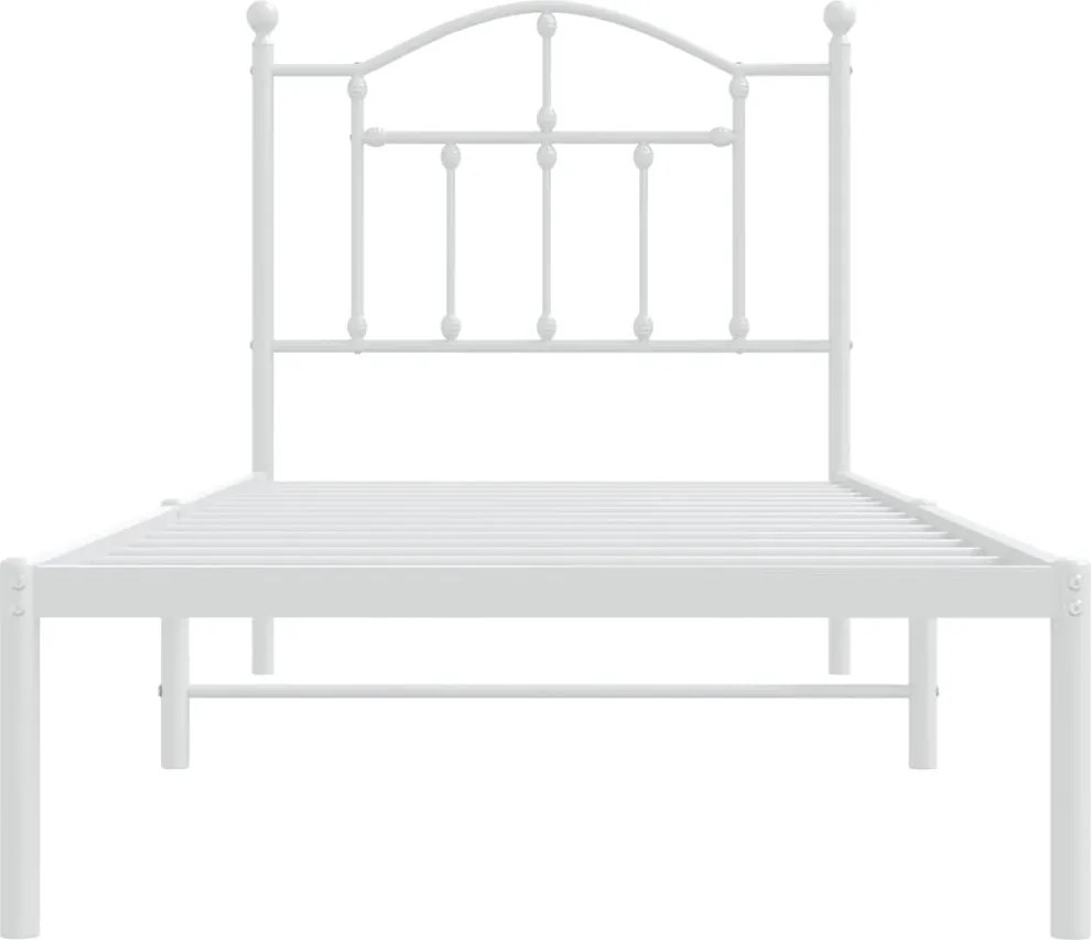 vidaXL Kovový rám postele s čelem 90 x 200 cm [353481] Barva: Bílá